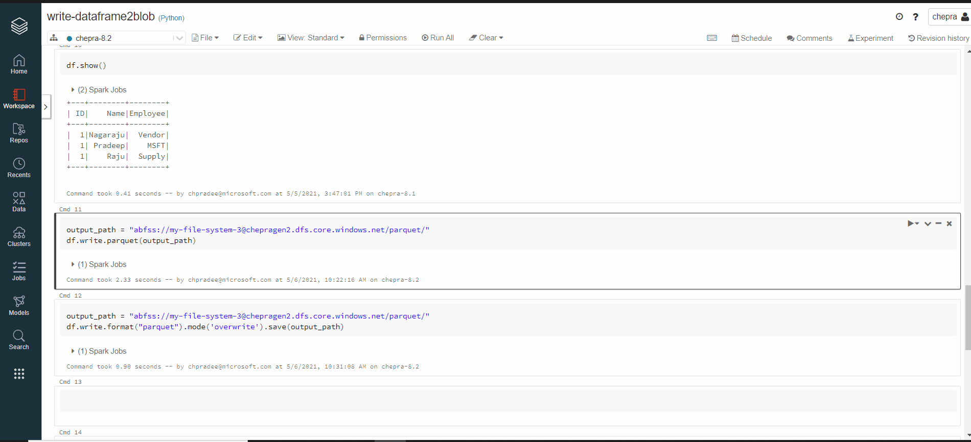 writing to parquet creates empty blob - Microsoft Q&A writing to parquet creates empty blob - Microsoft Q&A
