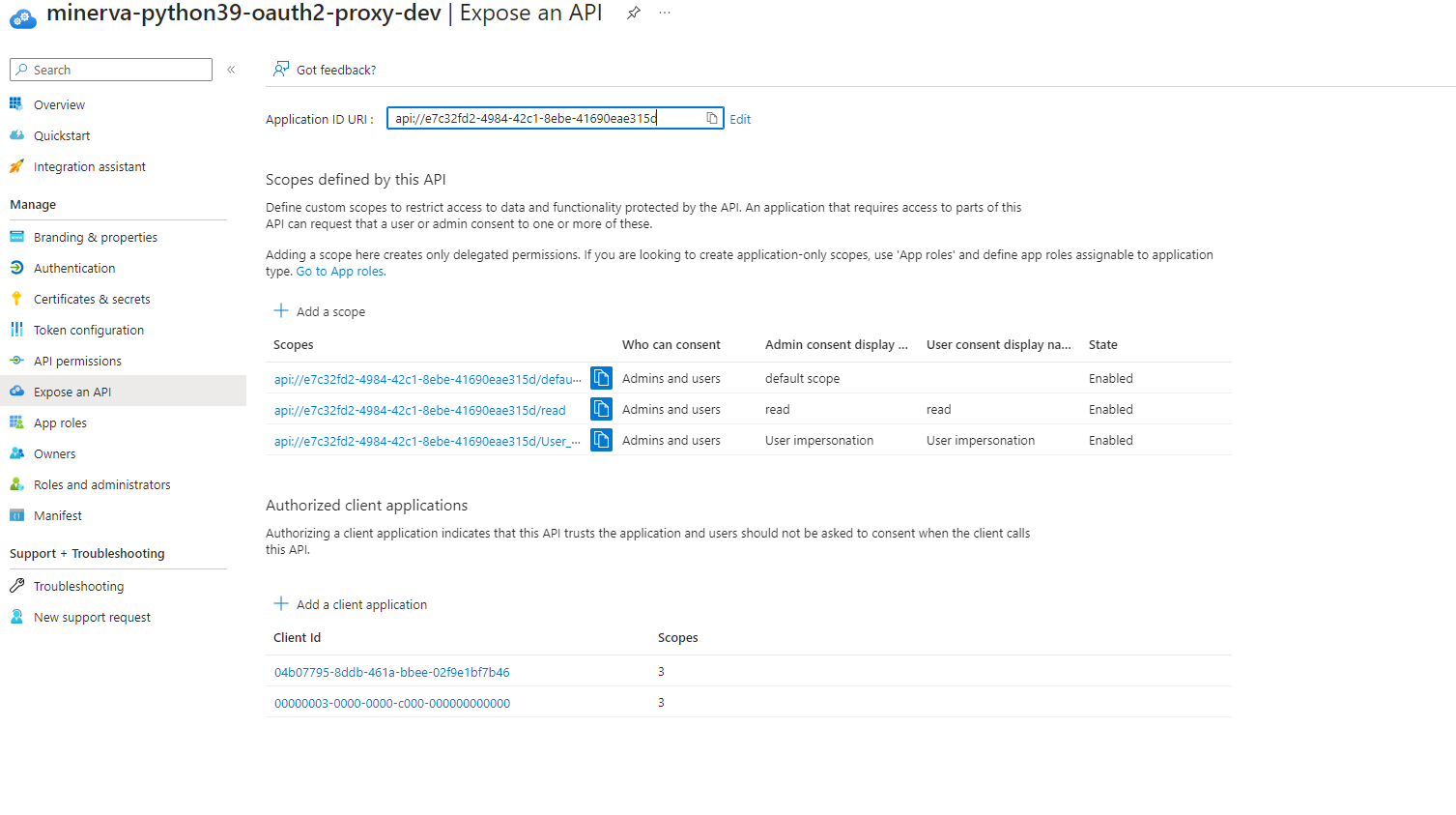 Azure User Impersonation does not work when User/Assignment enable on the Backend App ...