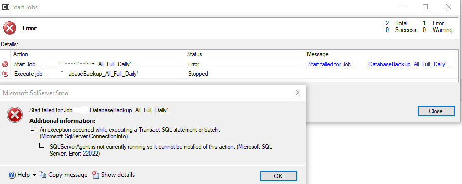 Sql Server Agent Job Impacted After Hiding The Instance And Disabling Shared Resources