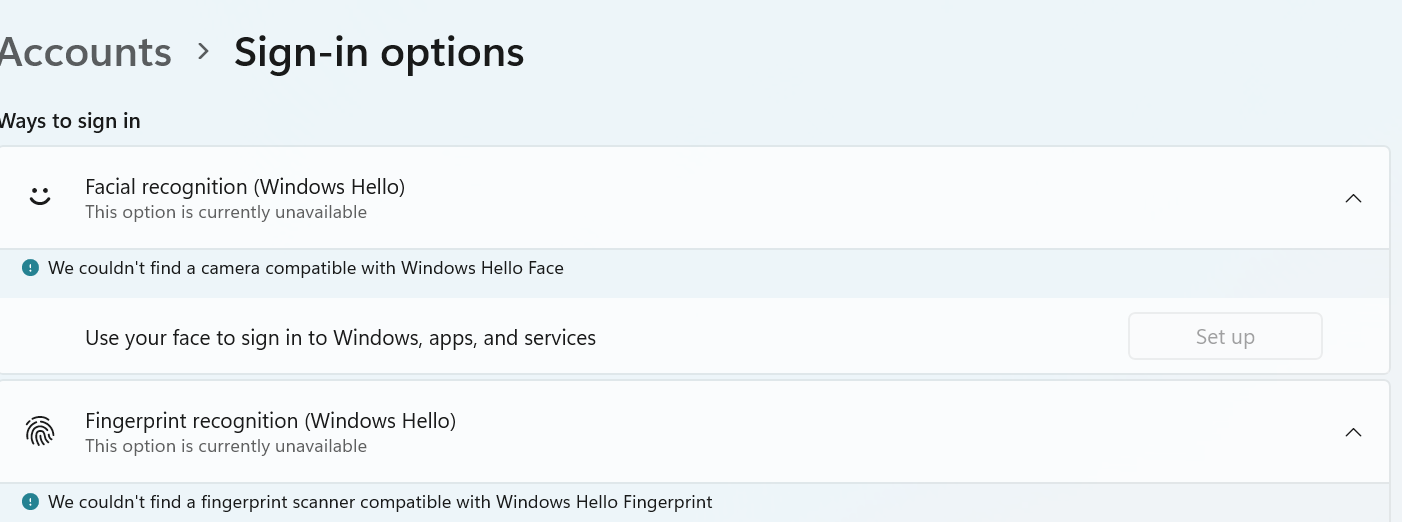 Windows hello biometrics and face recognition - Microsoft Q&A