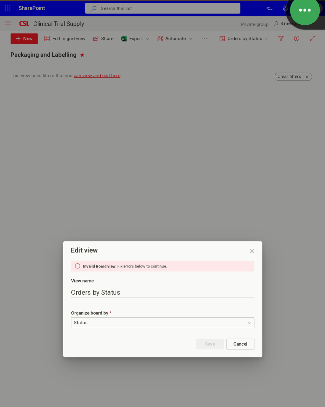 MS Lists Board view causing issues / invalid board view - Microsoft Q&A
