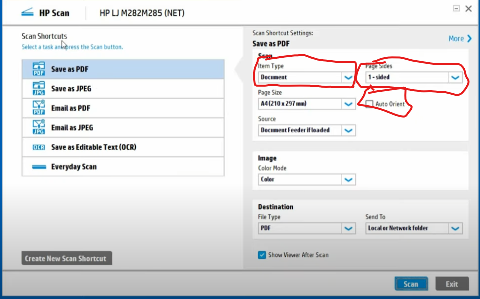Hi, how do I scan double sided with a HP Color LaserJet MFP M283fdw ...
