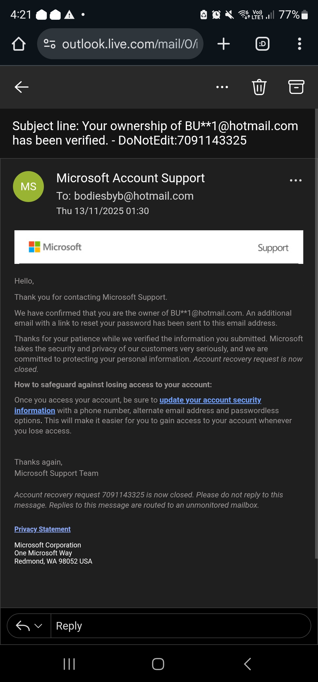 How to get my email back that has been verified its me - Microsoft Q&A