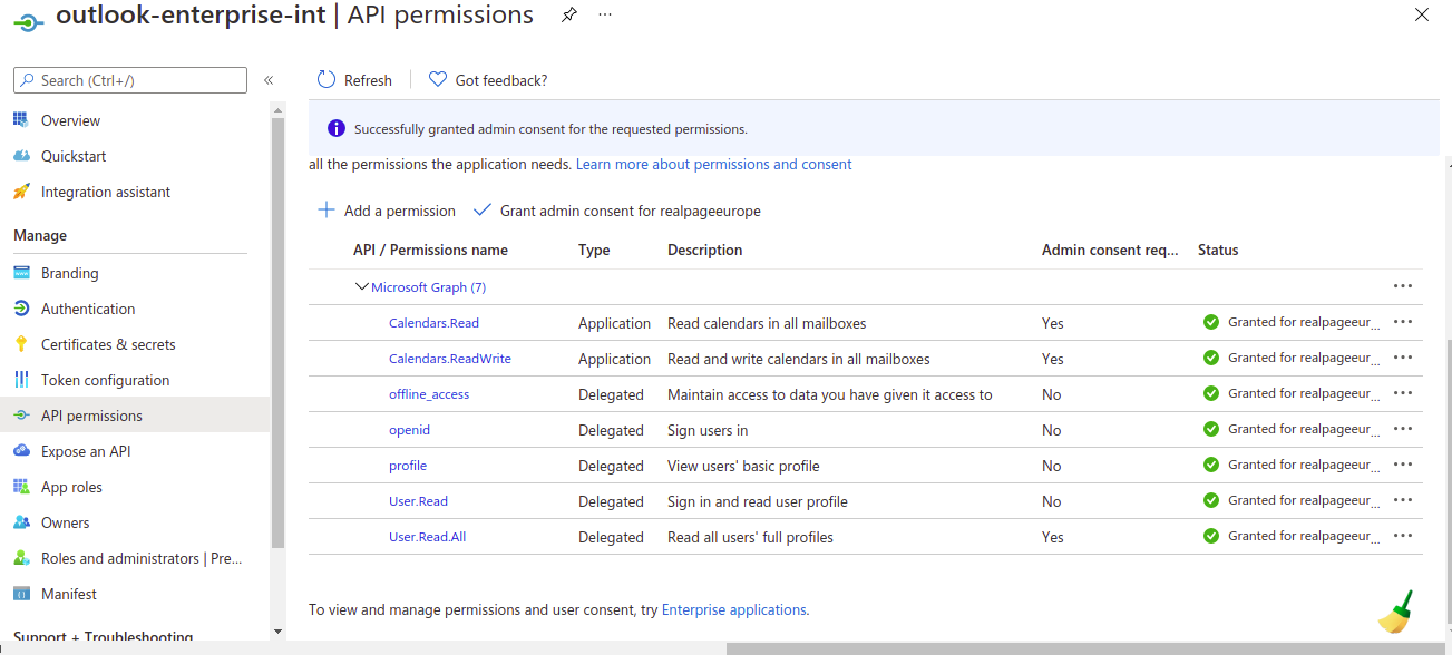 Calling users calendarview and get "Access is denied. Check credentials and try again ...