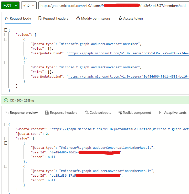 Cannot add team members by Graph API when disabled users - Microsoft Q&A
