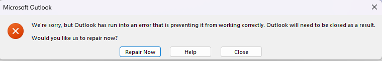 How to fix my outlook, i can't open, I'm trying to click the repair now ...