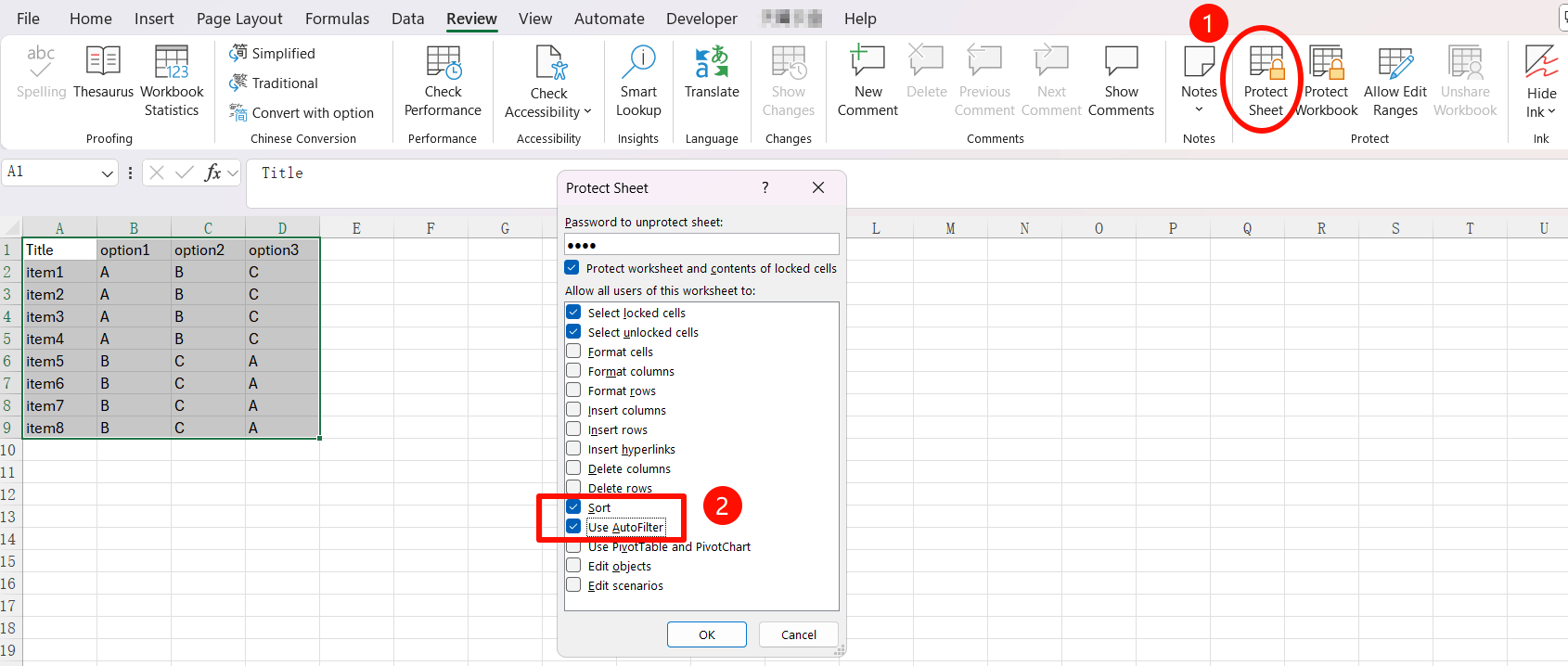 How do you allow column sort in an Excel Sharepoint protected worksheet ...