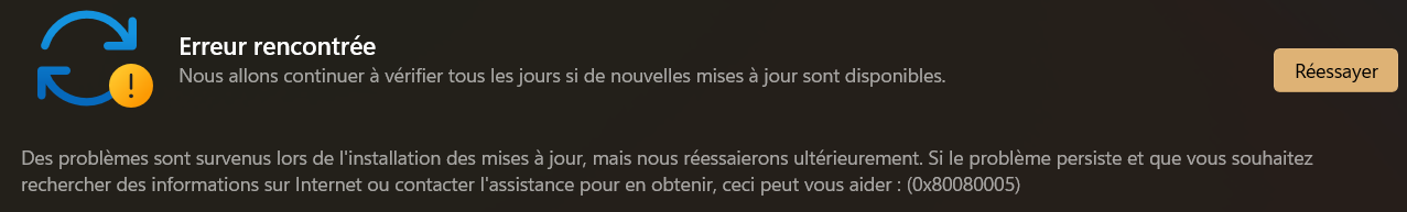 Erreur 0x80080005 de Windows Update : fichier .dll manquant après l ...