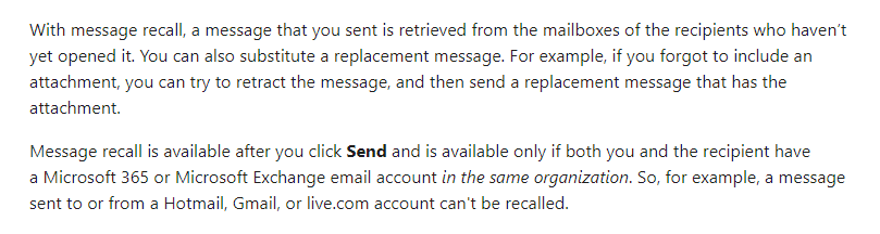 I have sent an email from outlook now I cannot see a recall option or ...