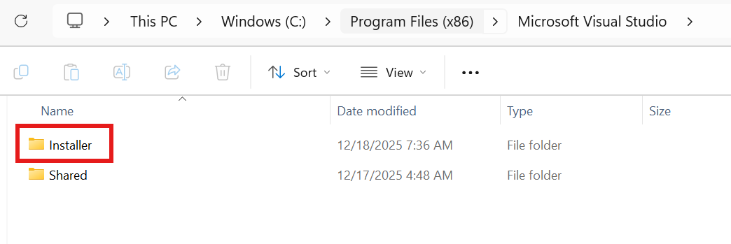 After installing VS 2026 via VS Installer, the program stopped ...