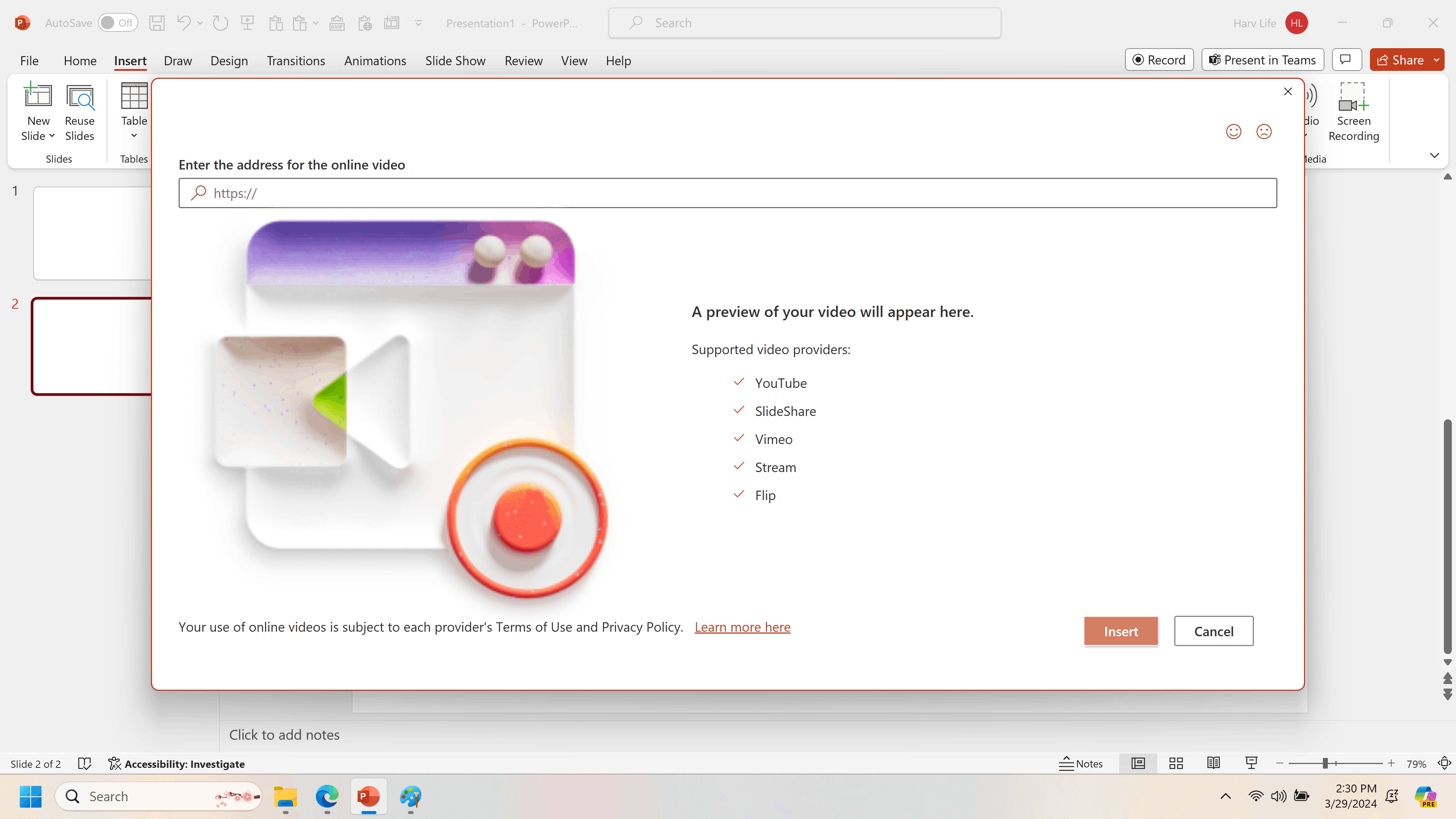 Powerpoint will not allow Online video links to work (this issue was ...