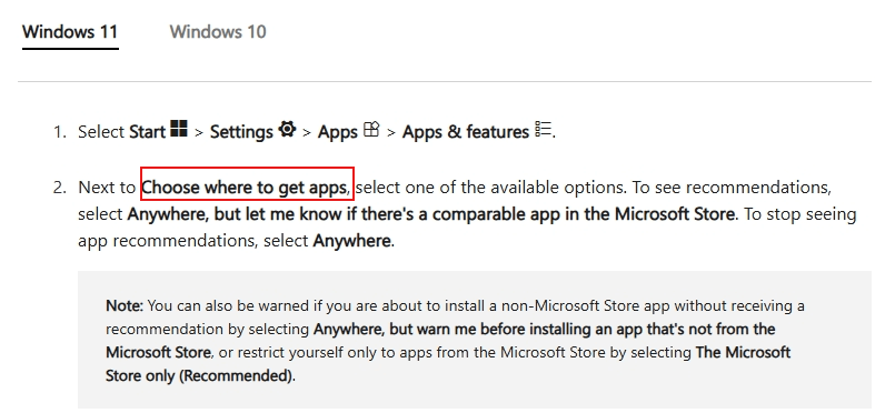 How do I change my app recommendations to allow install of apps from ...