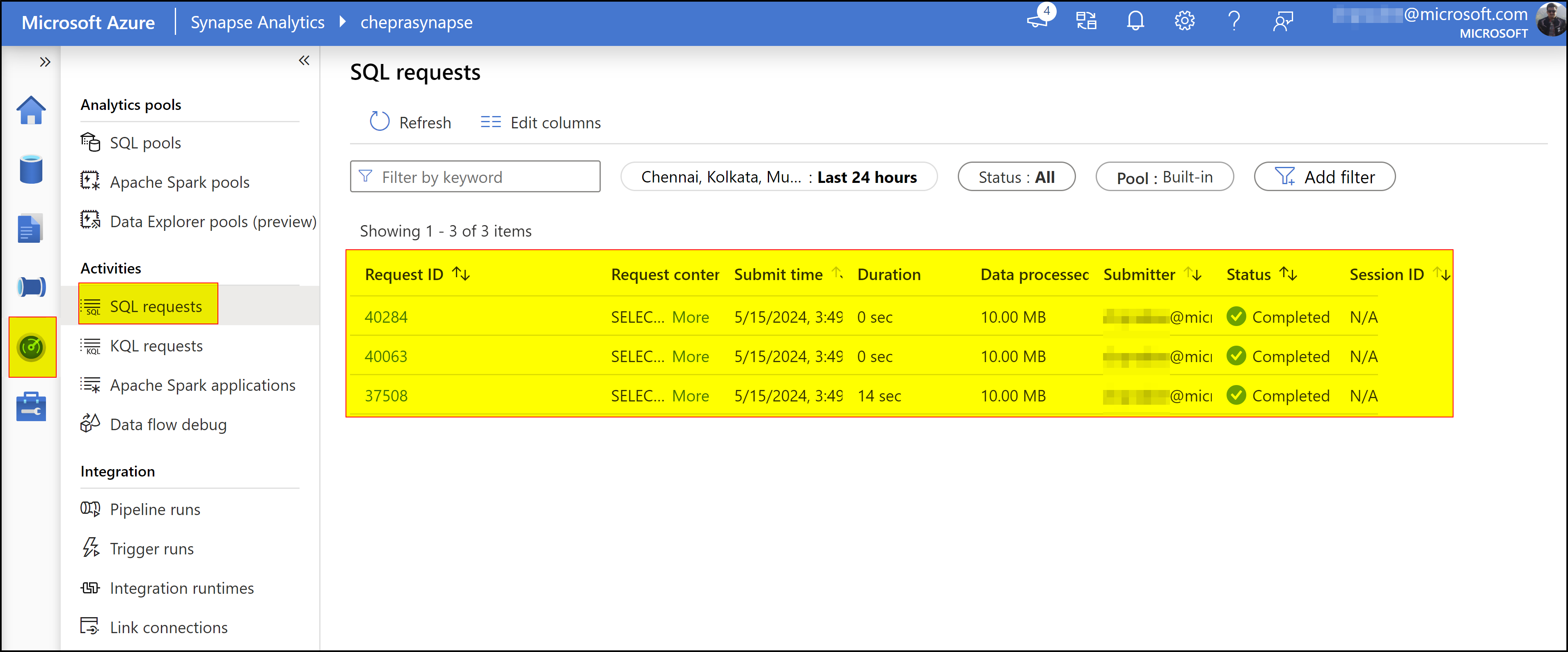 Synapse Serverless SQL request keeps running forever when using pyodbc connection - Microsoft Q&A