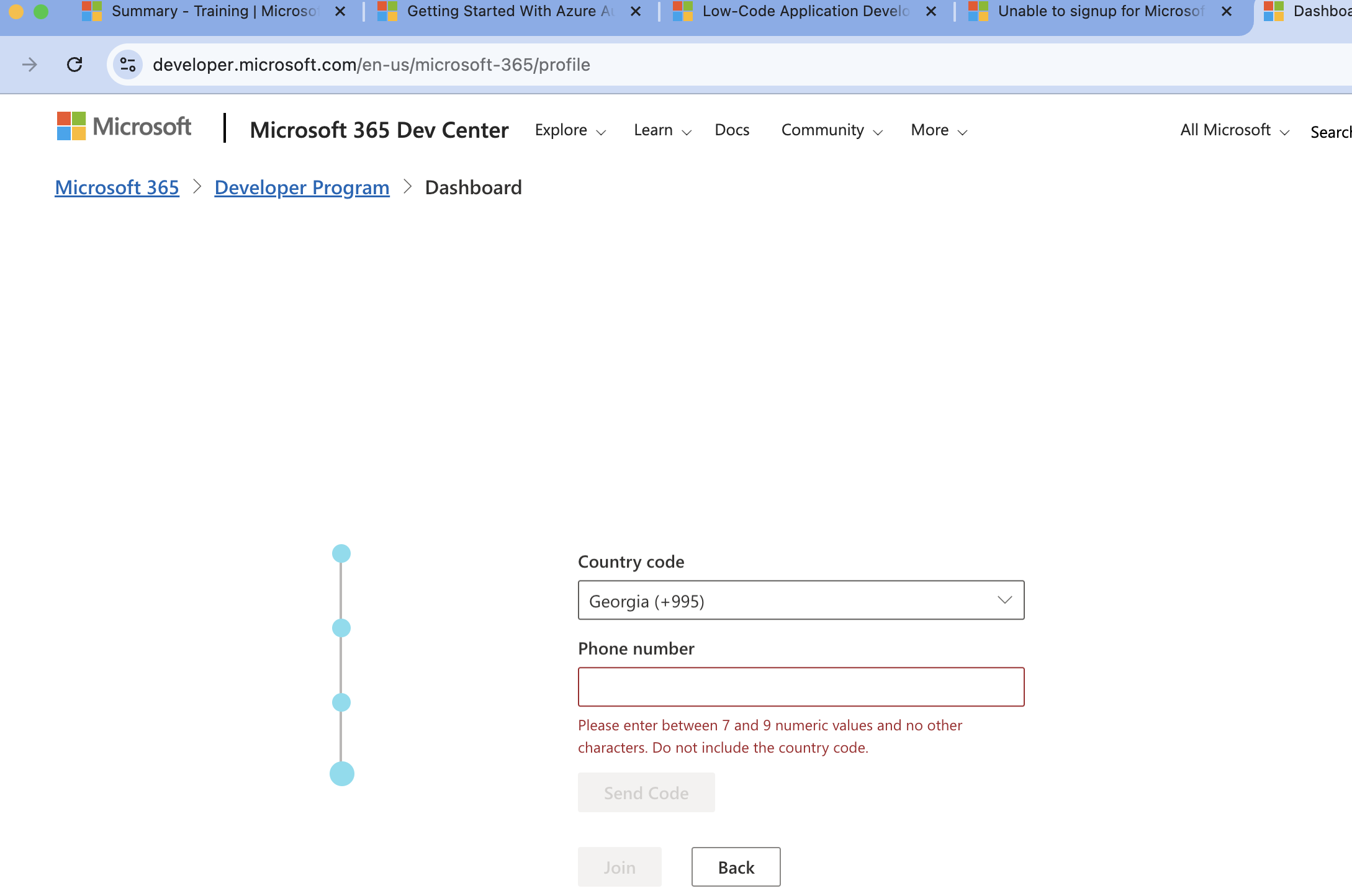 Unable to signup for Microsoft Dev Program - Microsoft Q&A