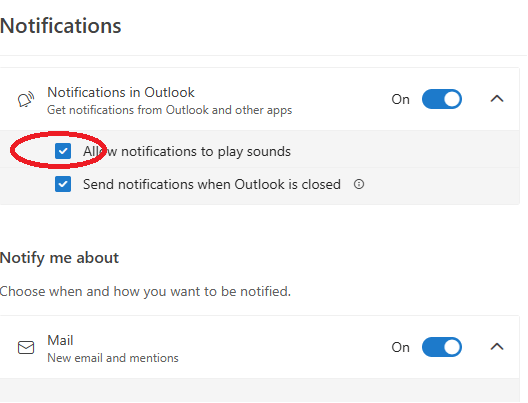 incoming mail sound in new outlook - Microsoft Q&A