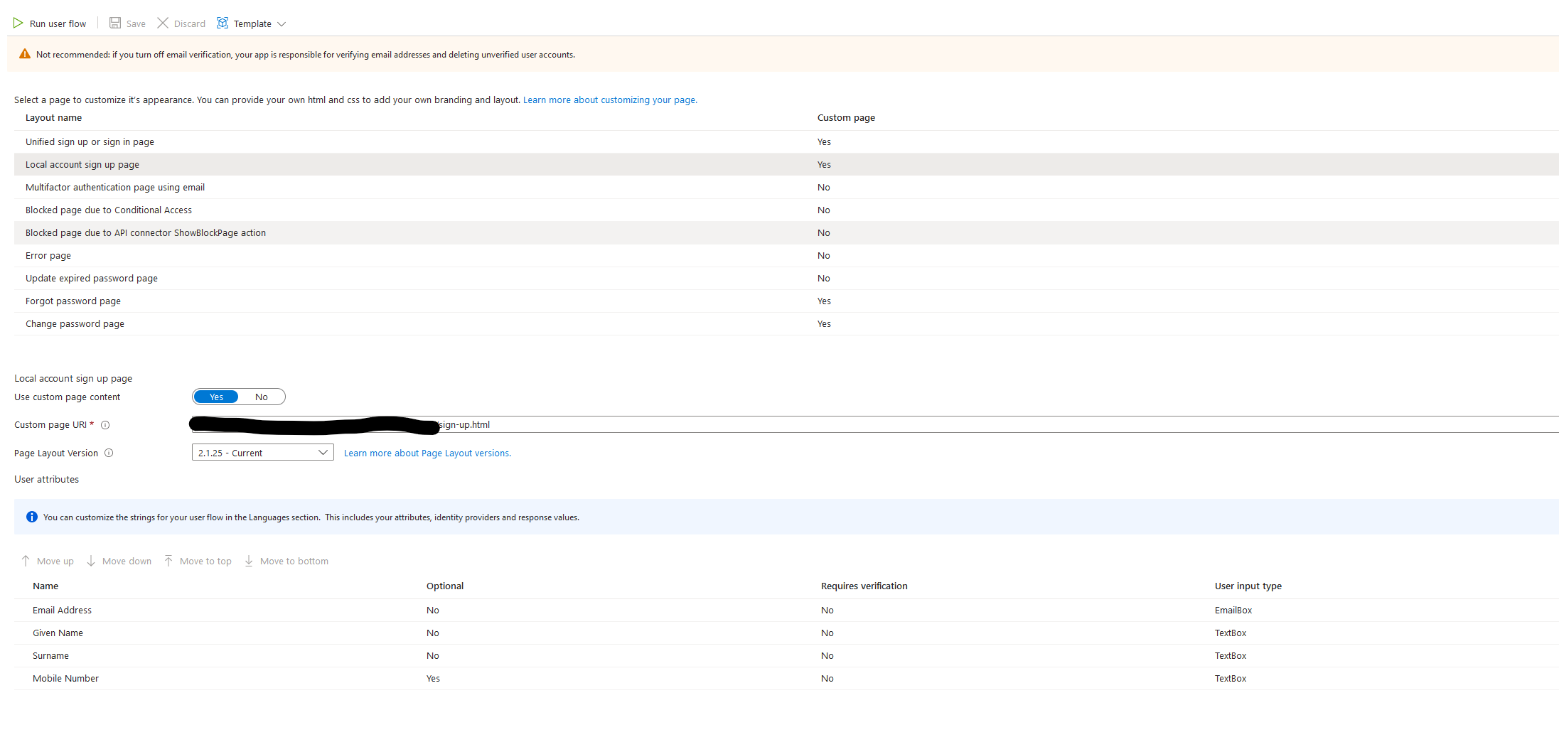 Azure B2C Sign In & Sign Up custom field still showing asterix on non ...