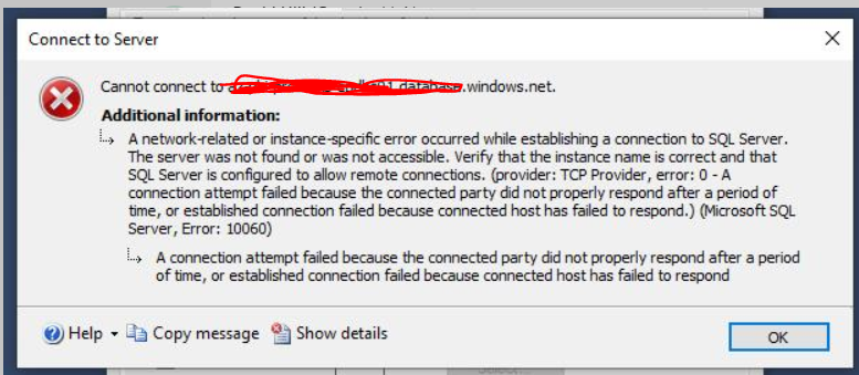 cannot connect to azure sql db using SSMS - Microsoft Q&A