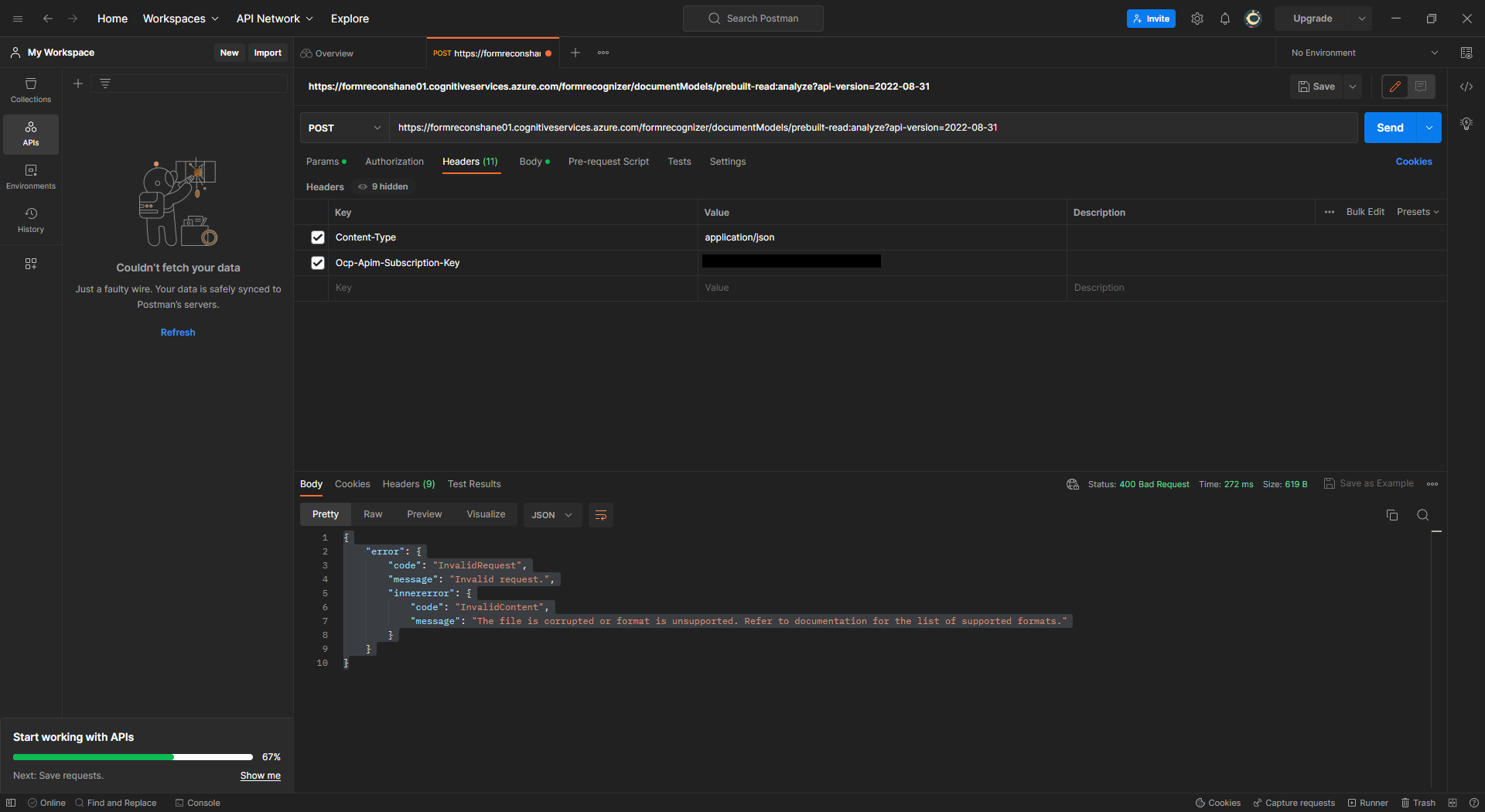 Form Recognizer Invalid Content in Blob - Microsoft Q&A