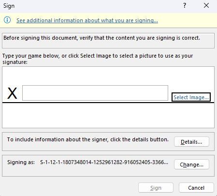 Sign a word document is raising this error "Bad Request - Request too long" - Microsoft Q&A
