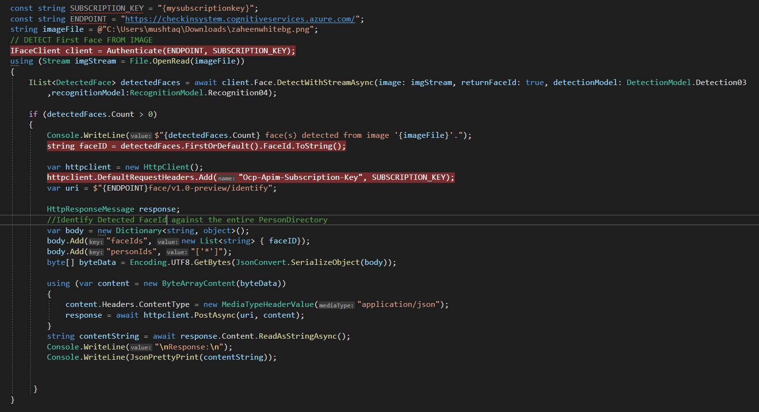 Identify face against the entire PersonDirectory not working ...