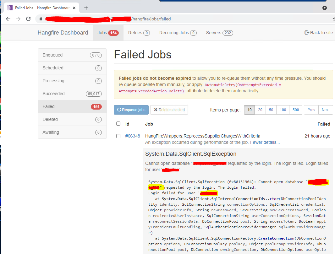 SQL Server / Hangfire looses Connection - Microsoft Q&A