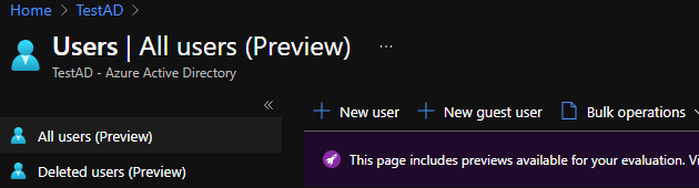 Add new AD User greyed out ( + New User ) - Microsoft Q&A