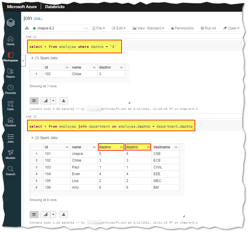 Azure Databricks Table Join Returns No Rows But Query Works For A Single Where Predicate