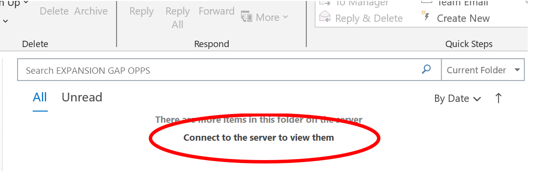 Outlook "CONNECT TO SERVER TO SEE THEM (Older files)" prompt is not ...