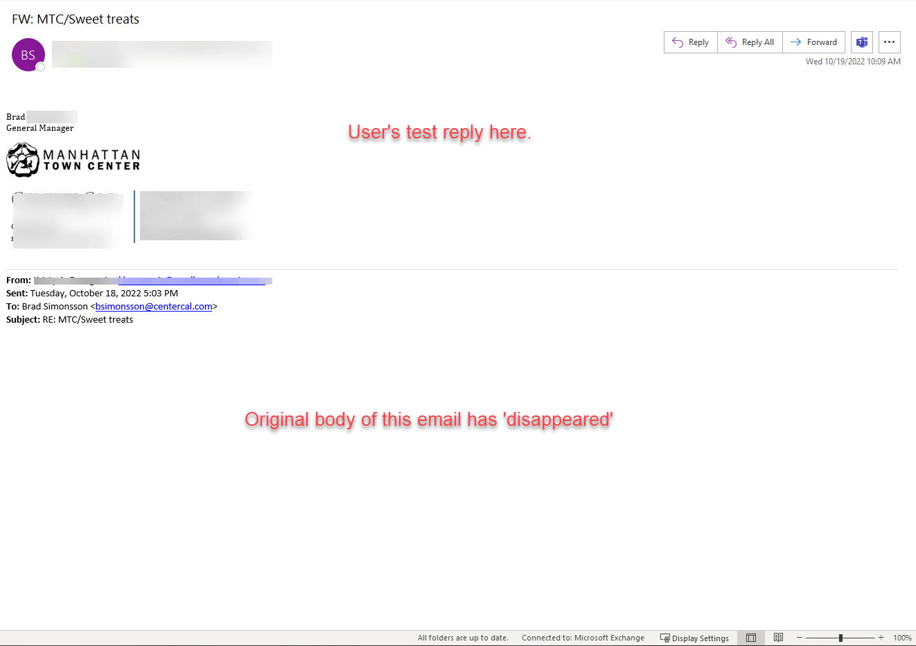 Body of email is blank on replies - Outlook (Office 365) - Microsoft Q&A