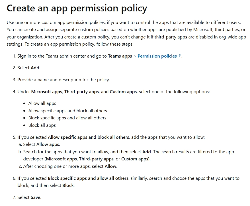 App Permission Policy set to block all Microsoft Apps - Impact on Core apps - Microsoft Q&A