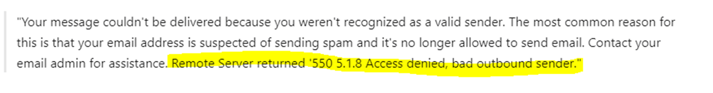 ERROR SENDING EMAILS - Microsoft Q&A