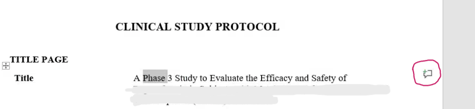 "Insert New Comment" bubble / icon shows when highlighting text ...