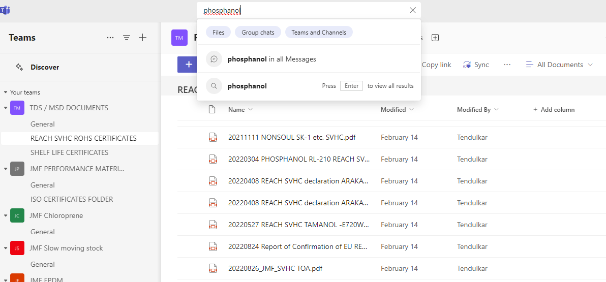 Files uploaded in the Teams channel do not show up in the search ...