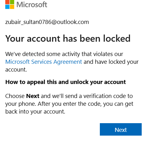 My Account Locked - Microsoft Q&A