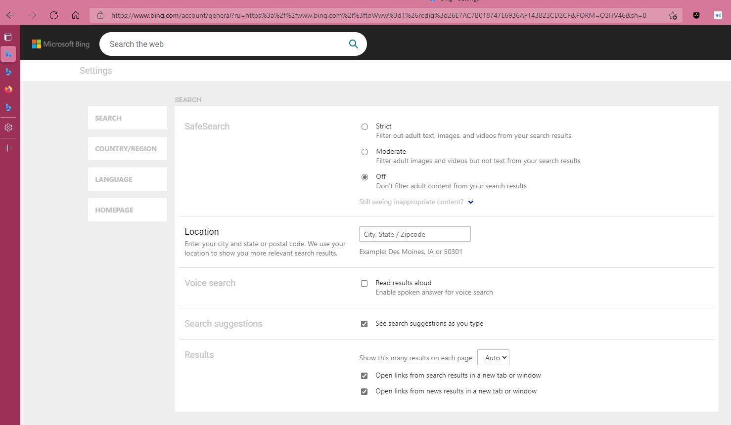 When using "Bing" in MS Edge "open in new tab" greyed out - Microsoft Q&A