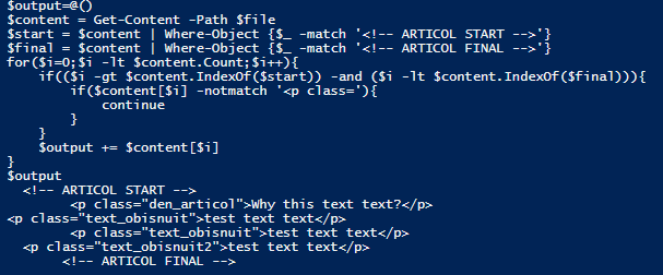 Powershell Select And Delete Everything That Is Framed In The Comments Html Tags With Some