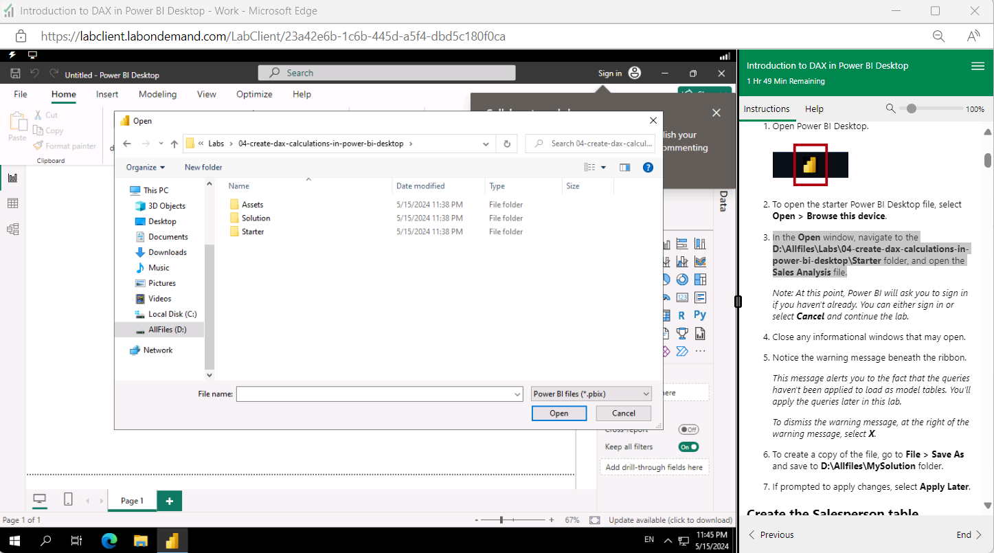 Cannot access DAX definitions in this lab - Microsoft Q&A