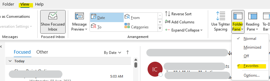 Outlook Looking Weird and Favourites Missing - Microsoft Q&A