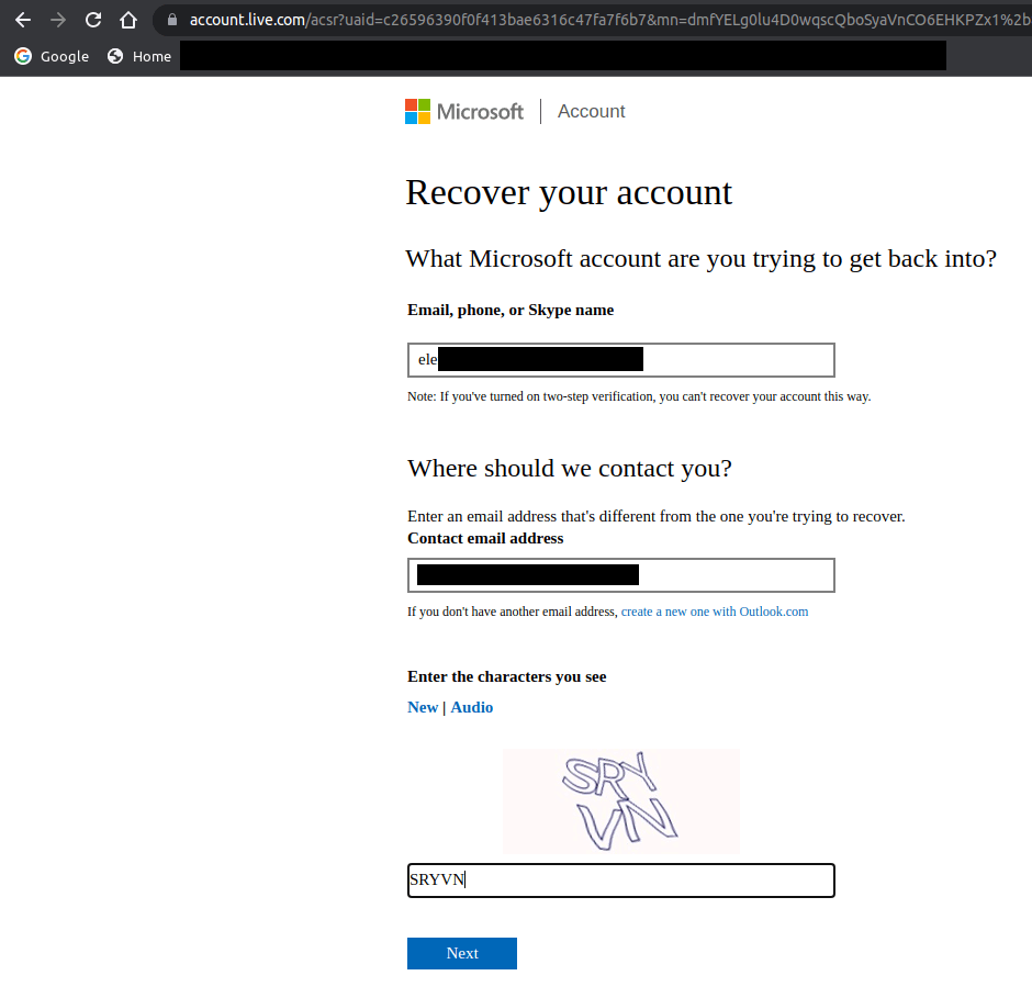 ACSR form does not recover the correct address - Microsoft Q&A