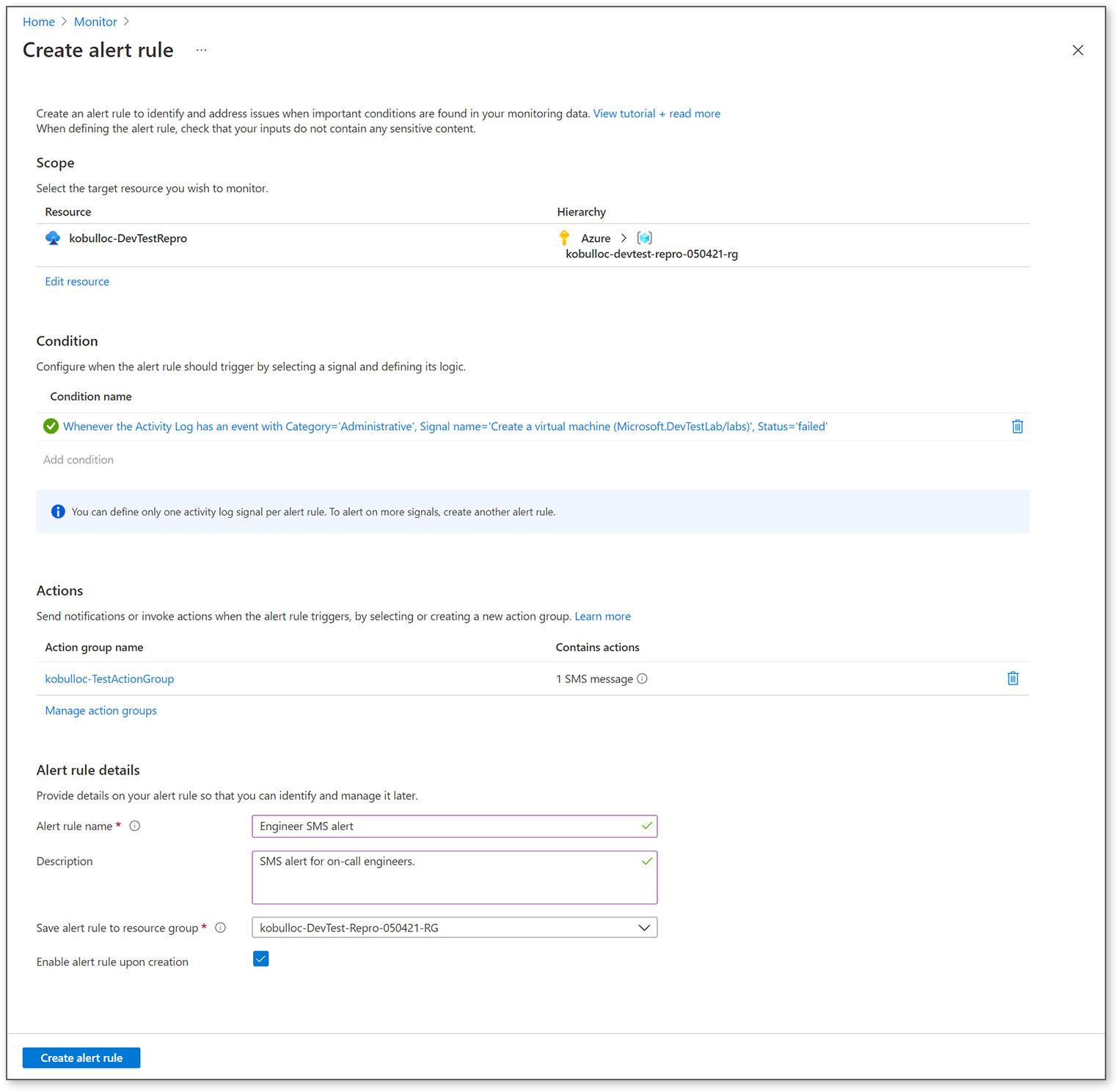 How To Created Alerts When Subscription Cpu Quota Full Storage Size Full Dev Test Lab Vm