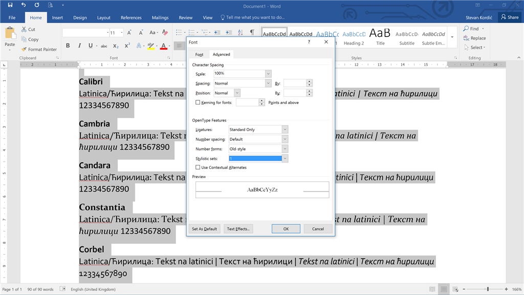 BUG: Word 2016 and Open Type features - Microsoft Q&A