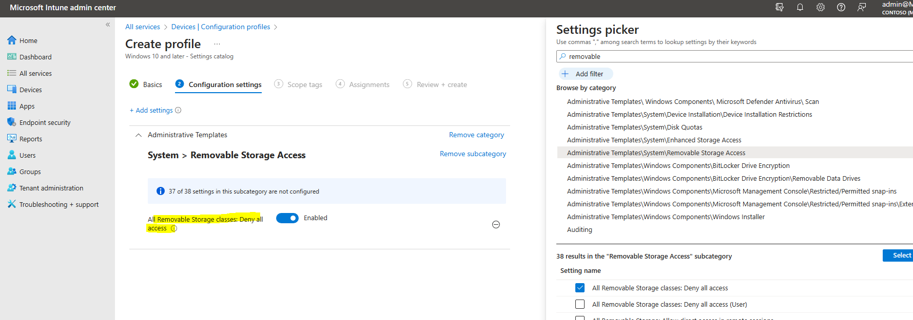 How to block usb storage on intune managed devices ? - Microsoft Q&A