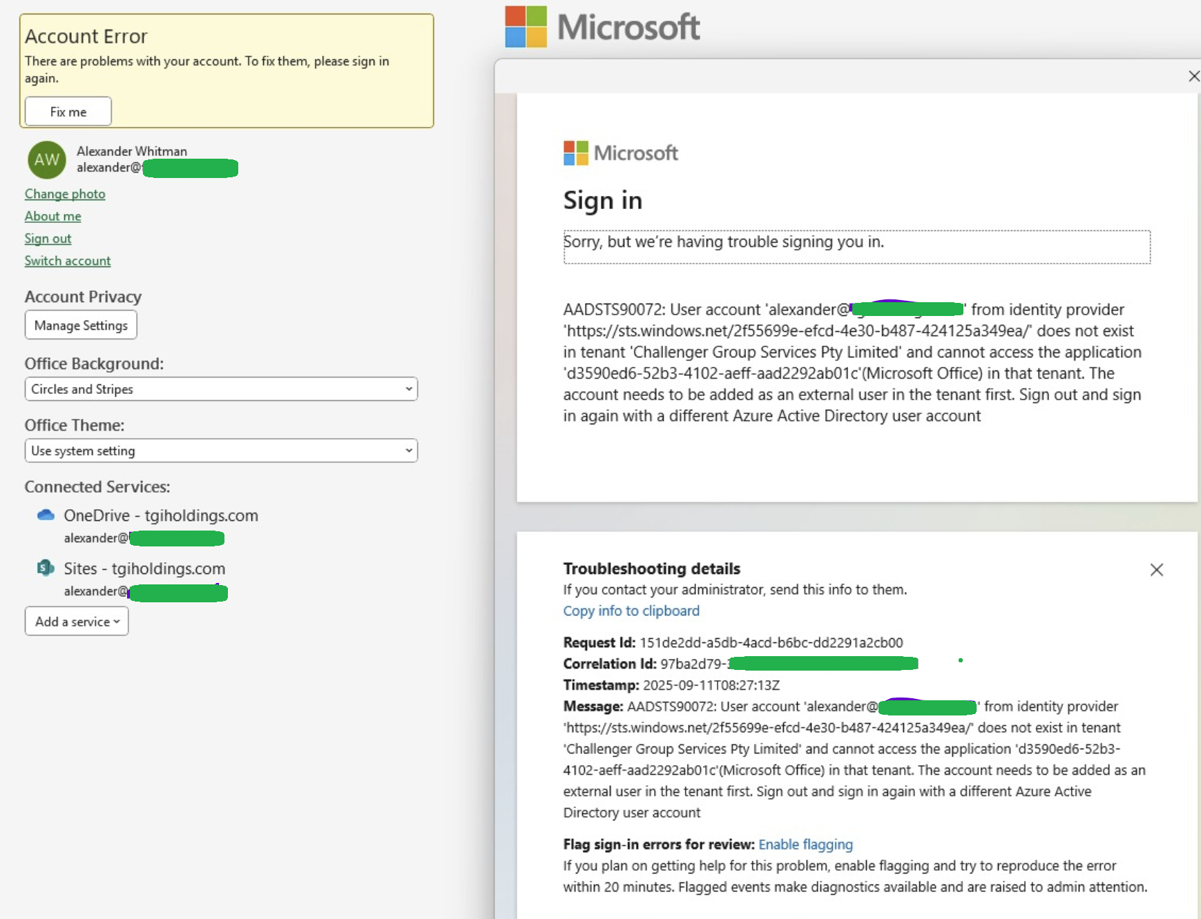 How to fix an account issue that asks me to sign into Excel (only Excel) constantly when opening ...