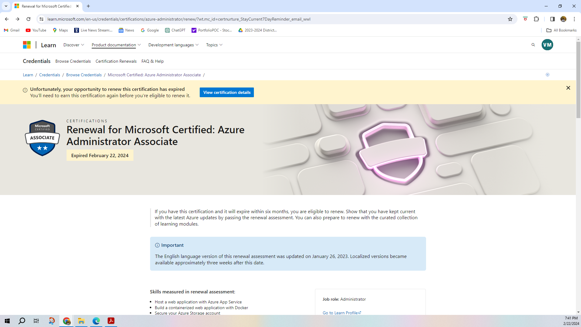 Certificate incorrectly showing as expired - Microsoft Q&A