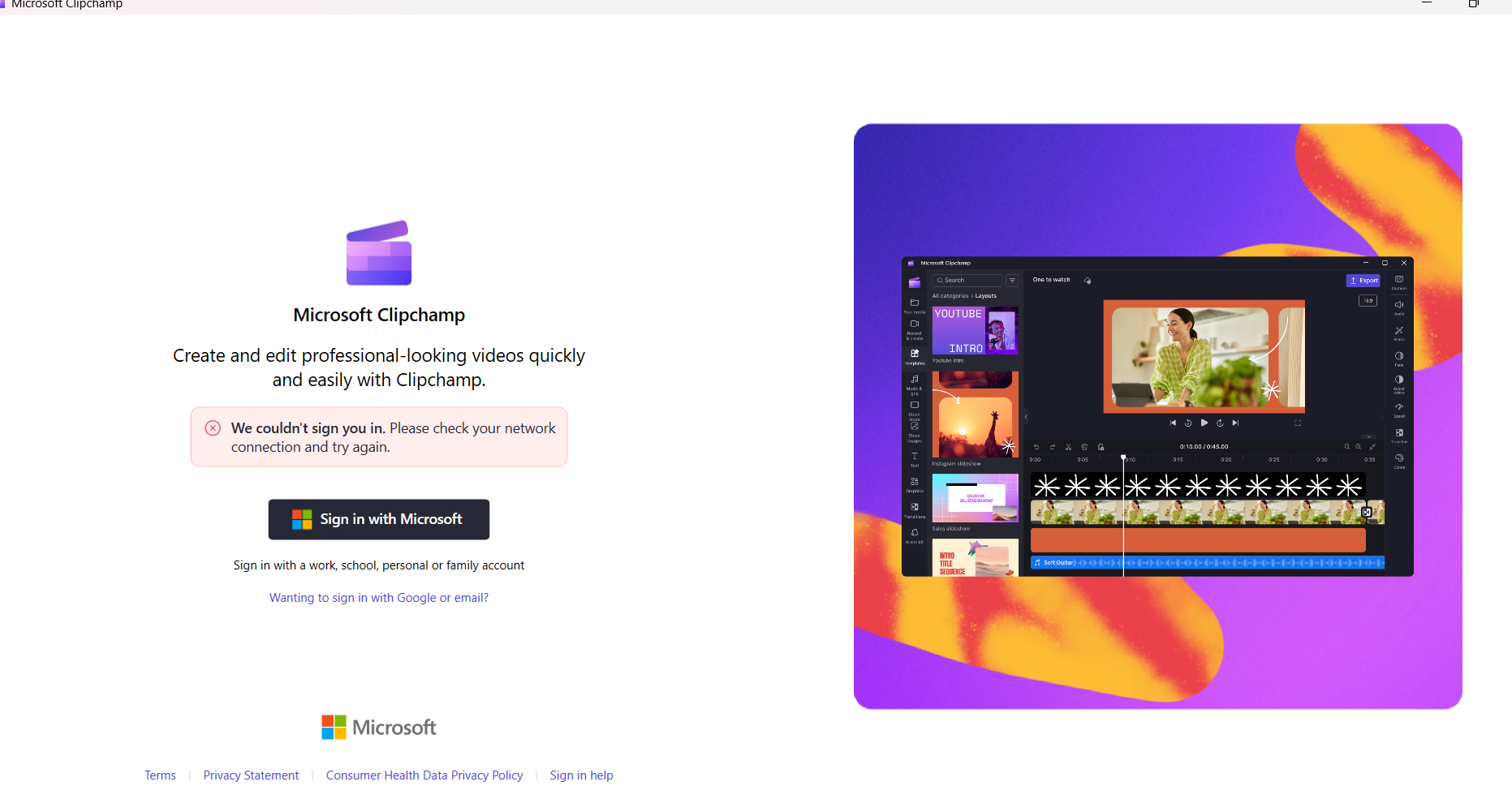 How can I resolve clipchamp login issue? - Microsoft Q&A