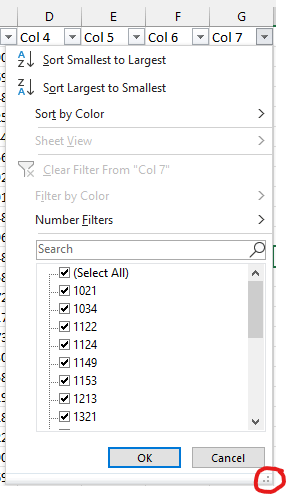 Resize filter drop down box - Microsoft Q&A