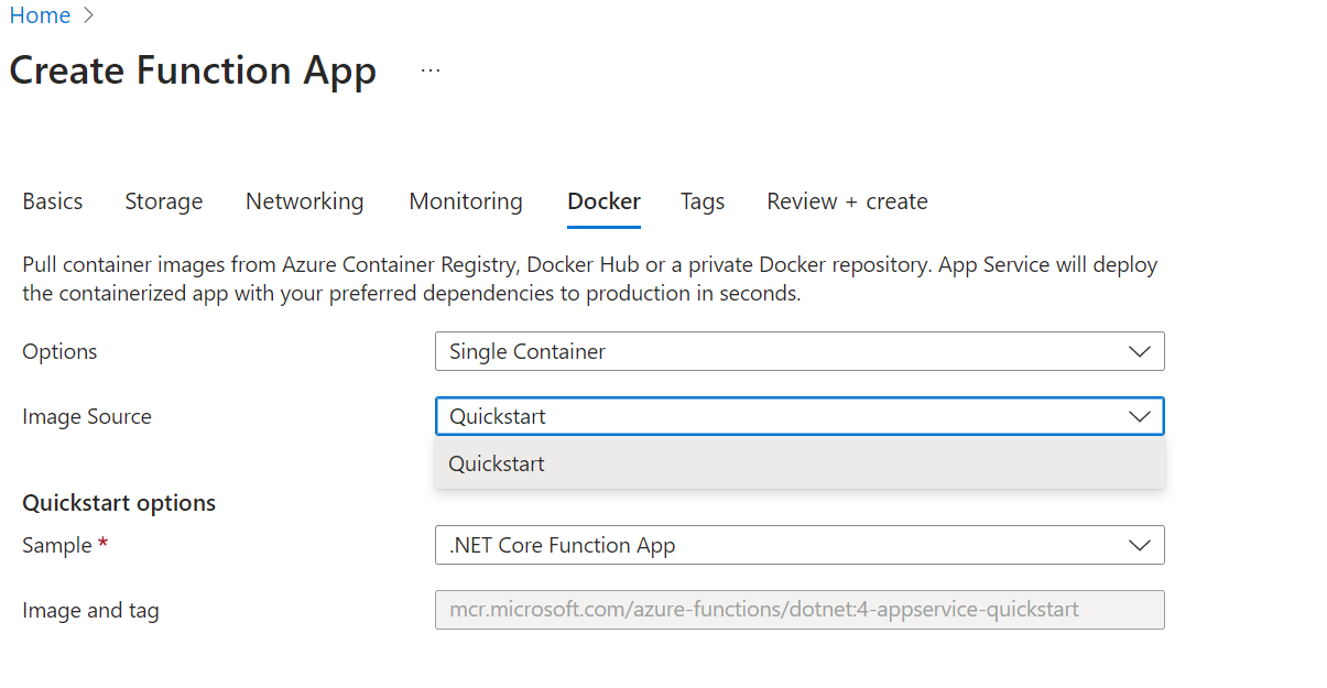 ACR Images are not listing while creating Azure function as Docker. - Microsoft Q&A