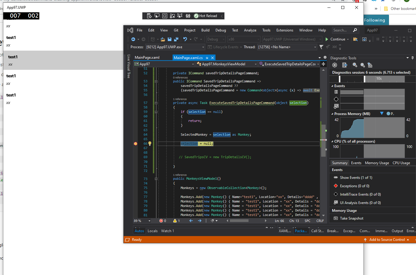 Why Is My Contentviewcommand Crashing App In Xamarin Forms Uwp 0083