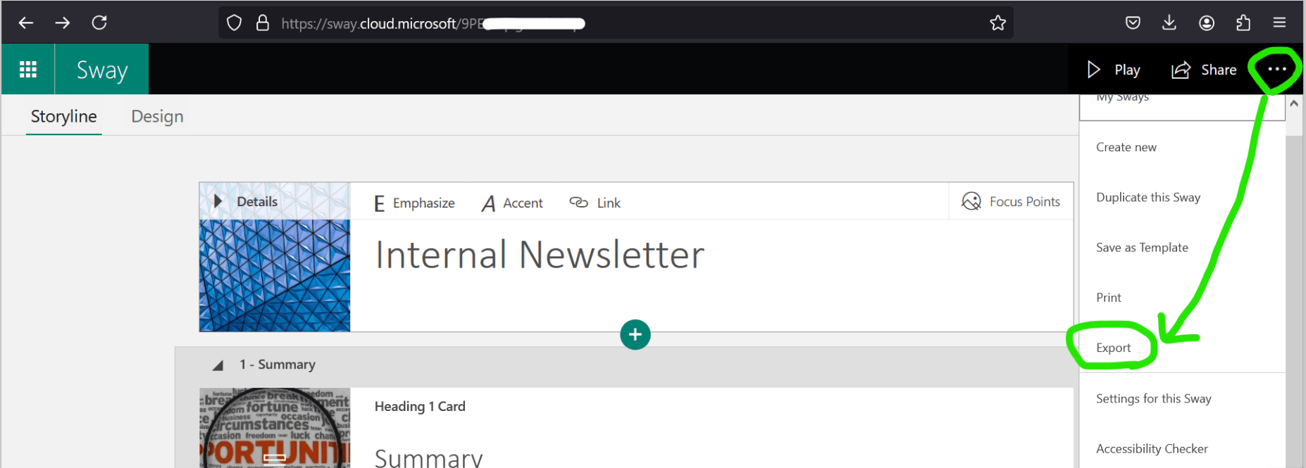Sway document - how to save - Microsoft Q&A