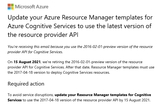 Does Qna Maker Need To Update The Azure Resource Manager Templates For Azure Cognitive Services 